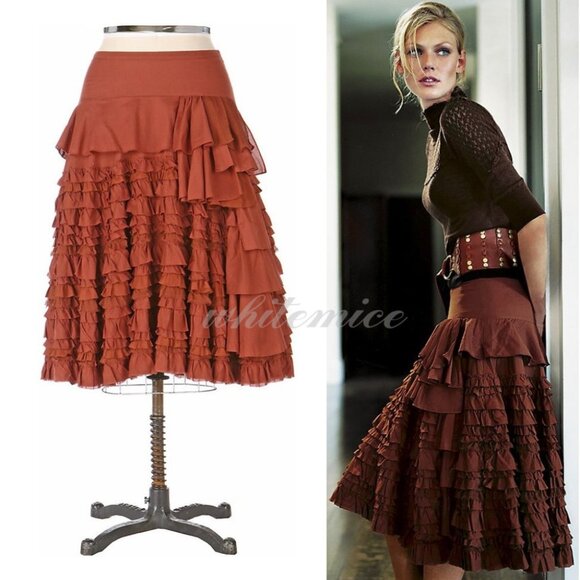 Anthropologie | Skirts | Lithe Anthropologie Vintage Tiered Ruffle ...